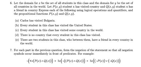 Solved 6 Let The Domain For X Be The Set Of All Babes In Chegg Com