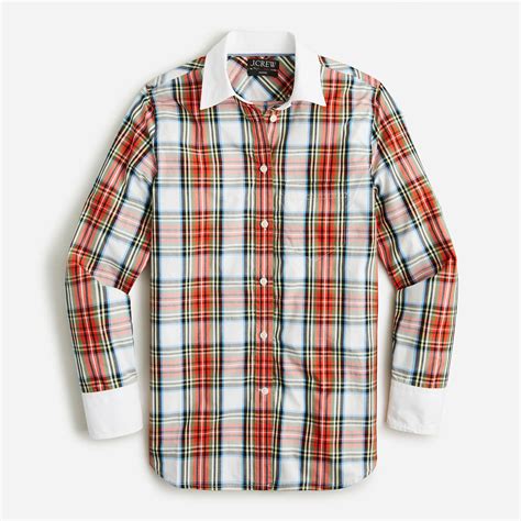 Jcrew Classic Fit Cotton Poplin Shirt In Snowy Stewart Tartan For Women