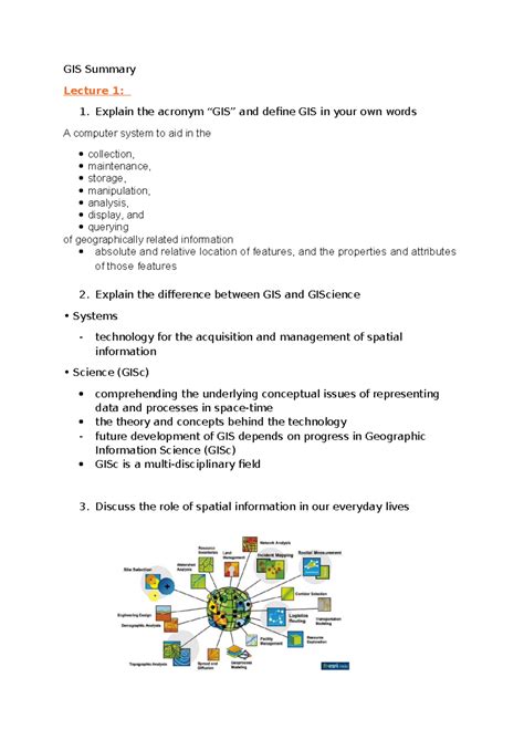 Gis Summary St1 My Own Summarised Notes On Gis St1 Content Gis