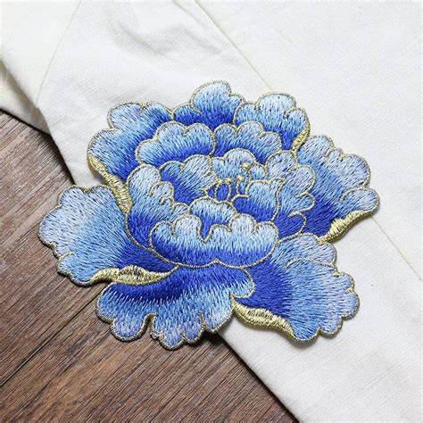 【繡片】diy刺繡牡丹花布貼衣服裝飾補丁貼中國風時尚漢服修補貼多色手縫 蝦皮購物