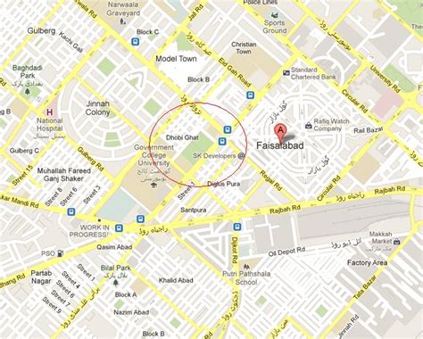 Location Map Dhobi Ghat Faisalabad Paki Mag