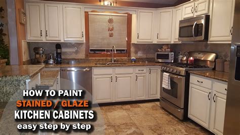 How To Paint And Glaze Kitchen Cabinets Over Stained Wood You