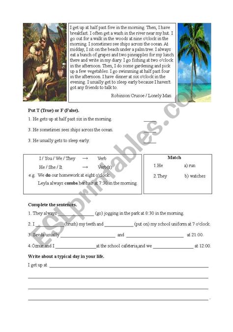 Simple Present Tense For Daily Routines ESL Worksheet By Eminer