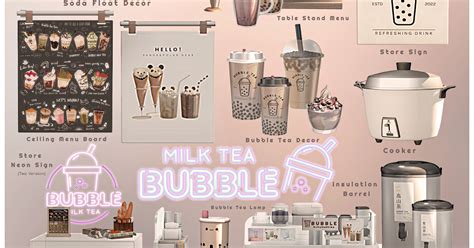 2022 09 Sims 4 Bubble Tea Shop Cc Set 模擬市民 4 珍珠奶茶與可麗餅店 Cc 組 [ruby Red Sims]