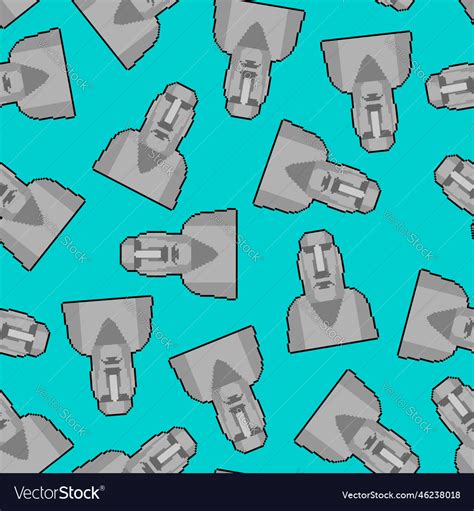 Moai Pixel Art Pattern Seamless Easter Island Vector Image