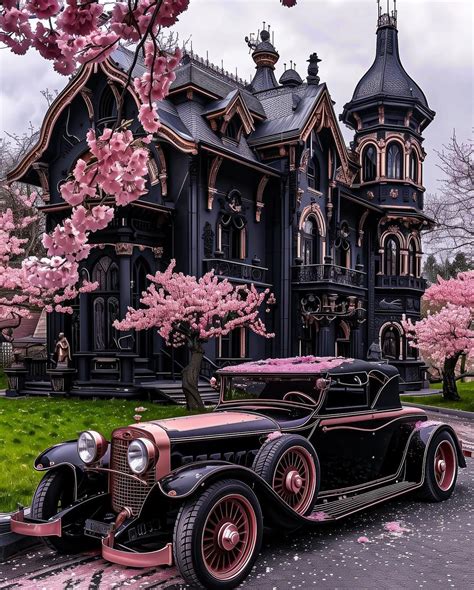 عاشقانه‌ای با رنگ خانه رویایی سیاه و صورتی به سبک ویکتوریایی عکس