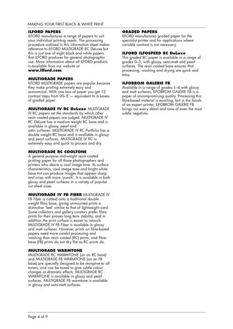 Ilford Darkroom Printing Guide Hatcham College Design And Art