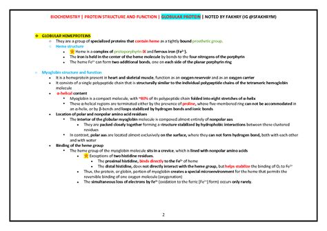 Solution Biochemistry Protein Structure And Function Globular Protein