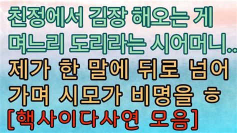 사이다사연 모음 제 말에 시모가 뒤로 넘어갔어요 사이다사연 사이다썰 미즈넷사연 응징사연 반전사연 참교육사연 라디오사연 핵사이다사연 레전드사연 Youtube