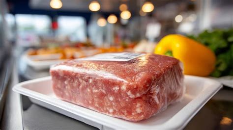 Packaged Ground Beef In A Supermarket Setting Stock Image Image Of
