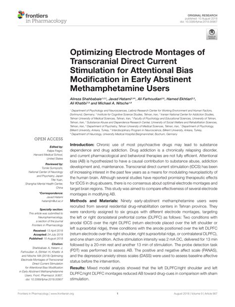 Pdf Optimizing Electrode Montages Of Transcranial Direct Current