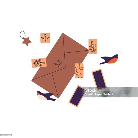 우편용 우편 봉투를 제작합니다 스크랩북 스티커 포스트 장식을 위한 다양한 수공예 디자인 요소 종이 서신 사후 교차 흰색에 평평한