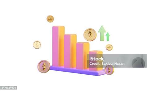 흰색 배경에 금화 동전이 있는 꺾은선형 차트 재무 성장을 위한 3d 렌더링 개념 0명에 대한 스톡 사진 및 기타 이미지 0명 3차원 형태 가상현실 Istock