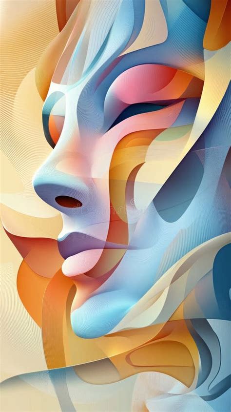 Woman Face Emerging From Colorful Abstract Waves Stock Image Image Of Flowing Pastel 366842175