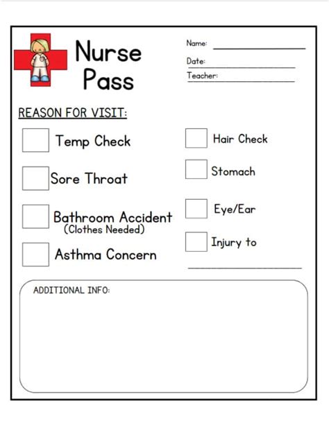 Nurse Pass Health Room Pass By Primary Sparkle And Shine Tpt