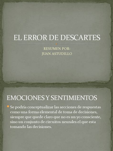 El Error De Descartes 7 Pdf Las Emociones Cerebro
