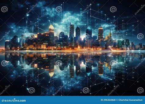 Abstract Night City Background Smart Cities Ai And Digital