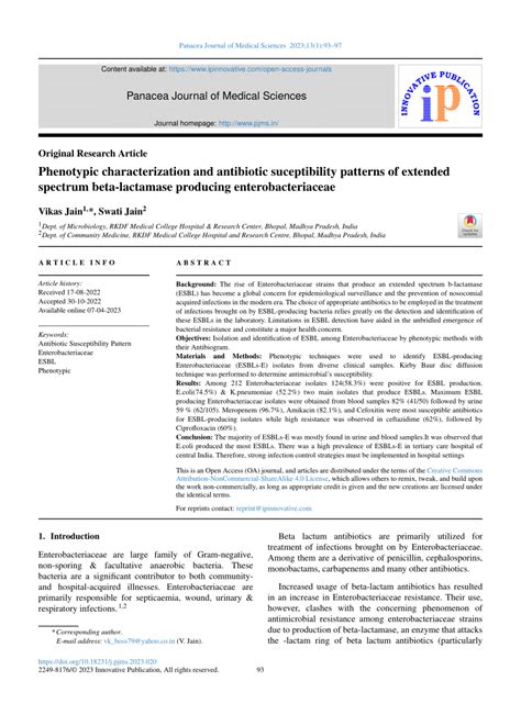 Pdf Phenotypic Characterization And Antibiotic Suceptibility Patterns Of Extended Spectrum