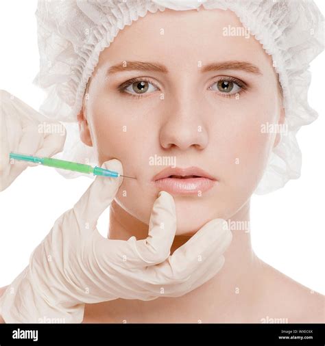 Cosmetic Botox Injection In The Female Face Lips And Cheek Zone