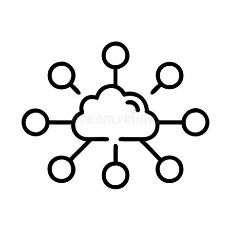 Cloud Computing Network Connection Diagram With Nodes And Links For Digital Communication Stock