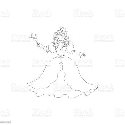 고립 된 마술 막대기와 왕관 아이콘을 가진 귀여운 귀 엽 다 공주 요정 공주에 대한 스톡 벡터 아트 및 기타 이미지 공주 드레스 디자인 Istock