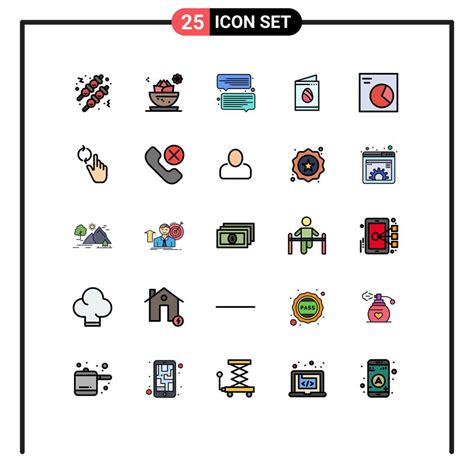 25 Universal Filled Line Flat Color Signs Symbols Of Wireframe
