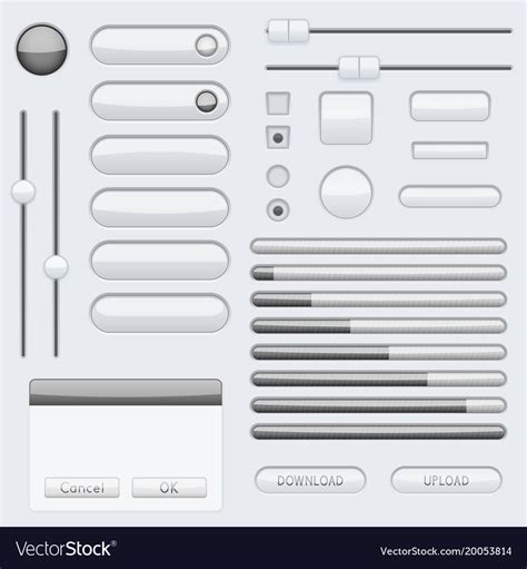 Gray Interface Buttons Royalty Free Vector Image
