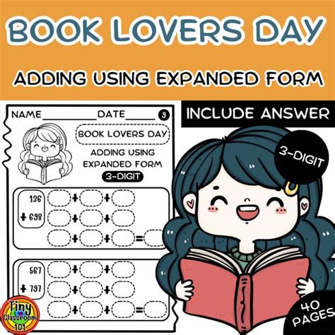 Book Lovers Day Math Worksheets Adding Using Expanded Form 3 Digit