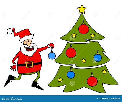 Le Père Noël Heureux Avec Le Sapin Illustration De Vecteur