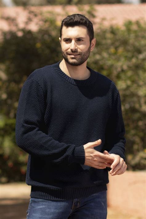 Mens Pima Cotton Sweater Casual Style In Blue Men Sweater Casual