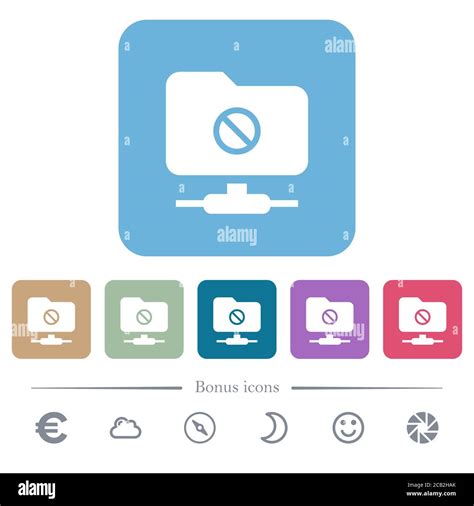 Ftp Disabled White Flat Icons On Color Rounded Square Backgrounds 6 Bonus Icons Included Stock