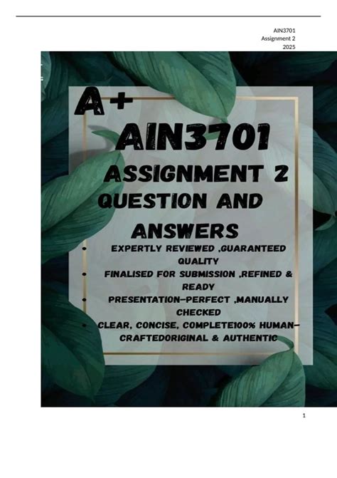 Ain3701 Assignment 2 Complete Answers 2025 721274 Due 13 June 2025ain3701 Assignment 2