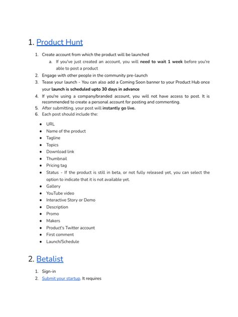 Product Launch Lists Documentation Download Free Pdf Startup Company Small Business