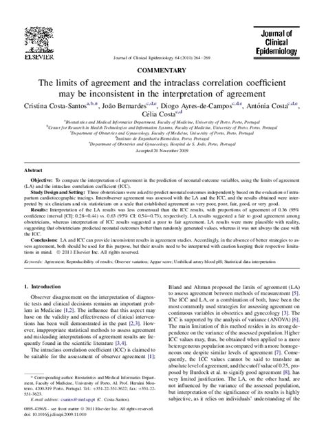 Pdf The Limits Of Agreement And The Intraclass Correlation Coefficient May Be Inconsistent In