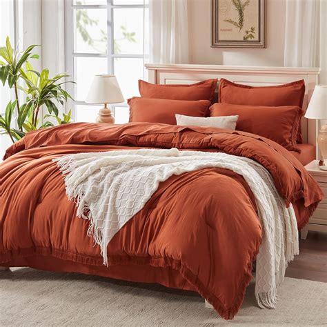 Andency Queen Comforter Set With Sheets Burnt Orange 7