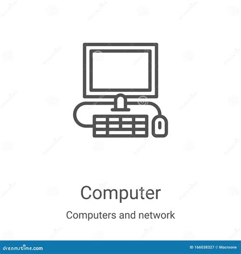 Computer Icon Vector From Computers And Network Collection Thin Line Computer Outline Icon