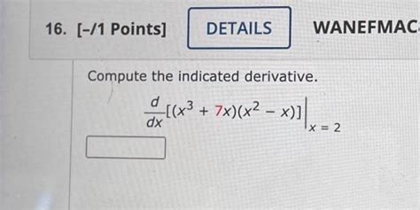 Solved 16 1 Points DETAILS WANEFMAC Compute The Chegg Com