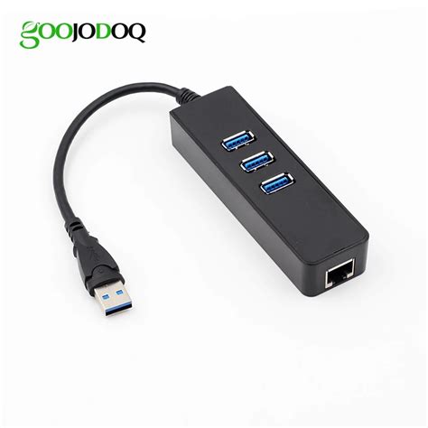 Hot Offer GOOJODOQ 3 Port USB 3 0 Hub 10 100 1000Mbps Gigabit Ethernet Adapter USB To RJ45 Lan