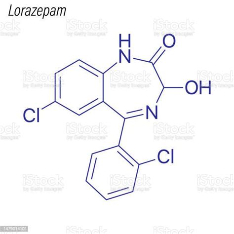 Rumus Kerangka Vektor Lorazepam Molekul Kimia Obat Ilustrasi Stok Unduh Gambar Sekarang Istock
