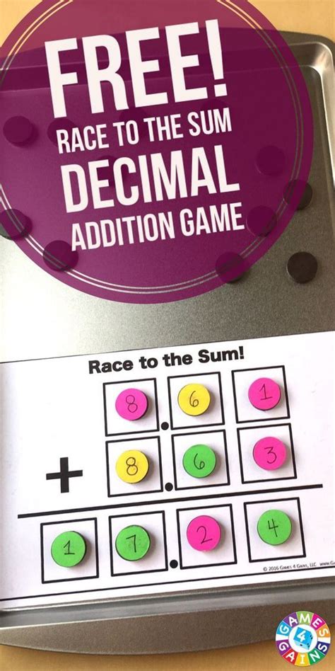 Race To The Sum Multi Digit Addition — Games 4 Gains Decimals