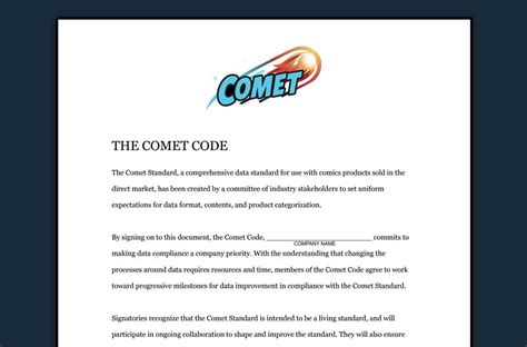 The Comet Code Comet Standard