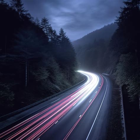 Premium Ai Image Long Exposure Tail Lights