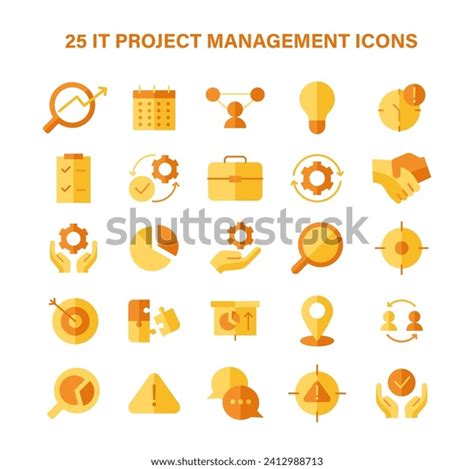 Project Management Set Comprehensive Icons Teamwork Stock Vector