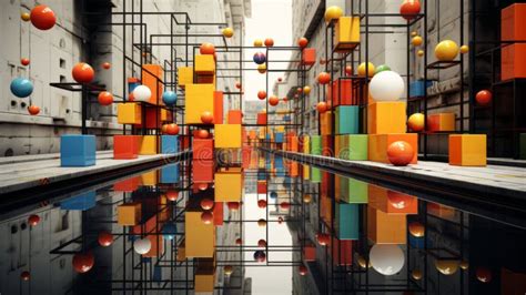 An Image Of A City Street Filled With Colorful Blocks Stock