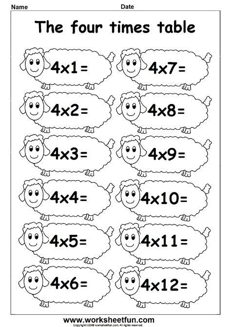 3 And 4 Times Table