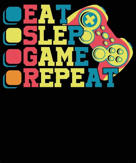 Eat Sleep Game Repeat Gamer T Shirt Design 18033968 Vector Art At