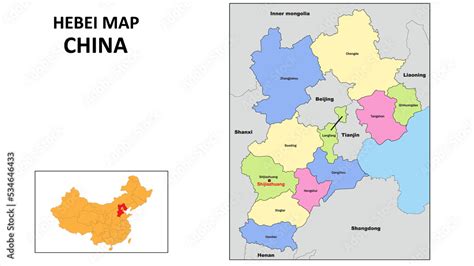 Hebei Map Of China State And District Map Of Hebei Political Map Of Hebei With Country Capital