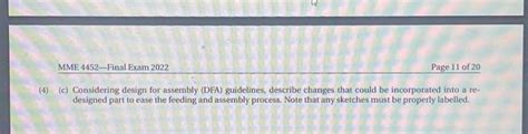 solved c considering design for assembly dfa guidelines
