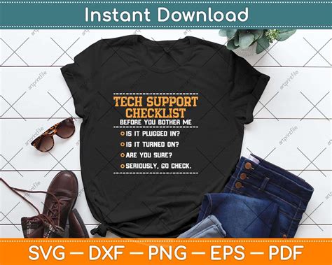 Funny Tech Support Checklist Sysadmin Svg Cutting File Artprintfile