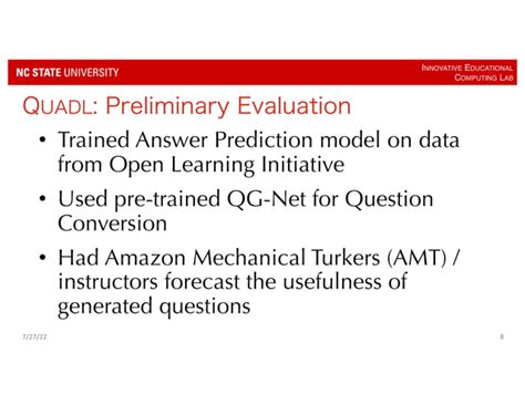 automatic question generation for evidence based online courseware